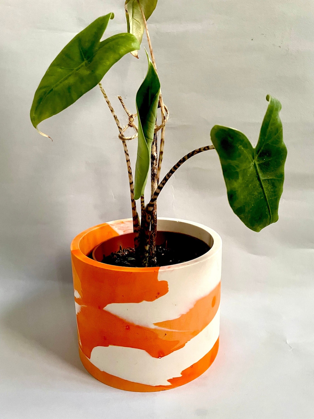 Handmade Unique Plant Pot | 15cm Diameter | Shades of Orange Plant Pot ...
