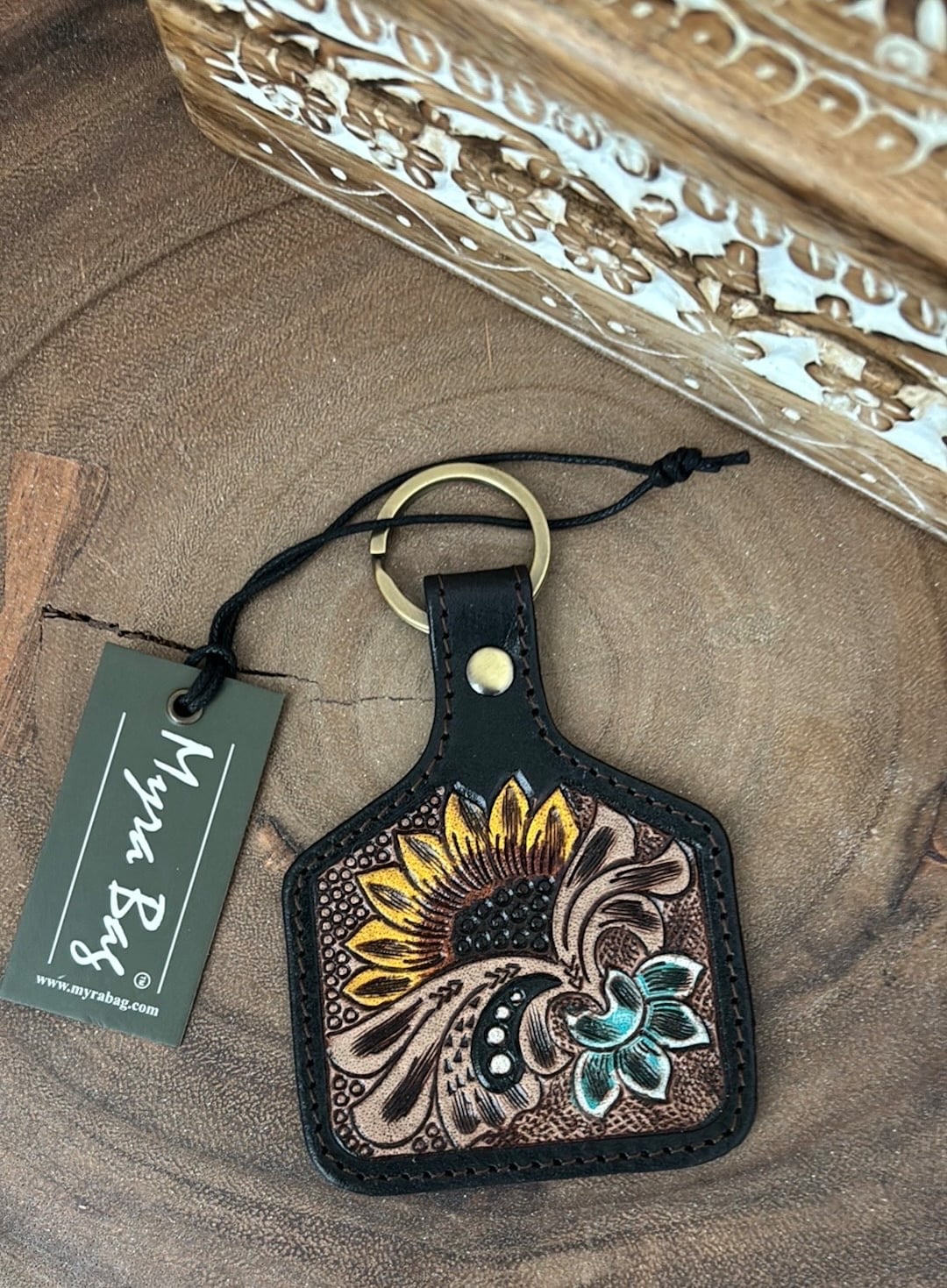 Myra Garden Trail Hand-tooled Key Fob - Etsy