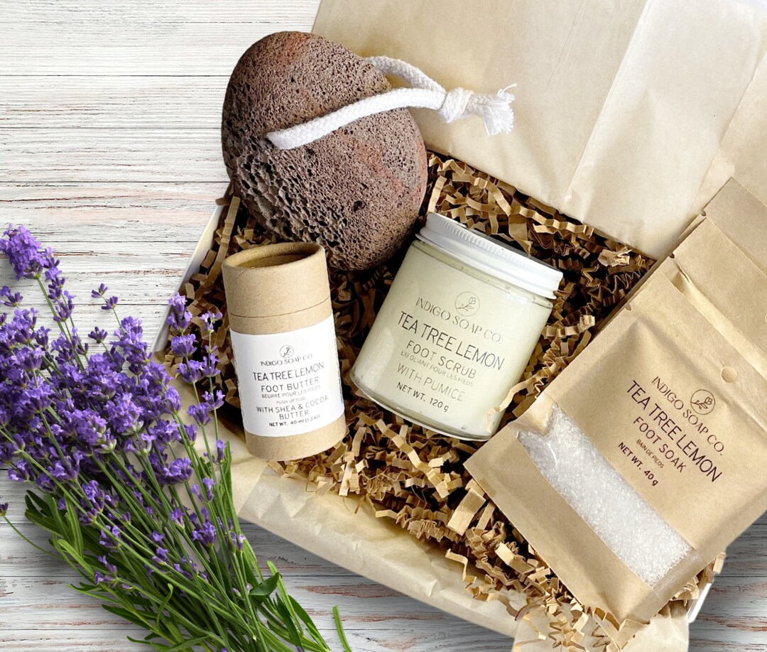 Tea Tree Lemon Foot Care Set, Foot Soak, Foot Scrub, Foot Balm, Pumice ...