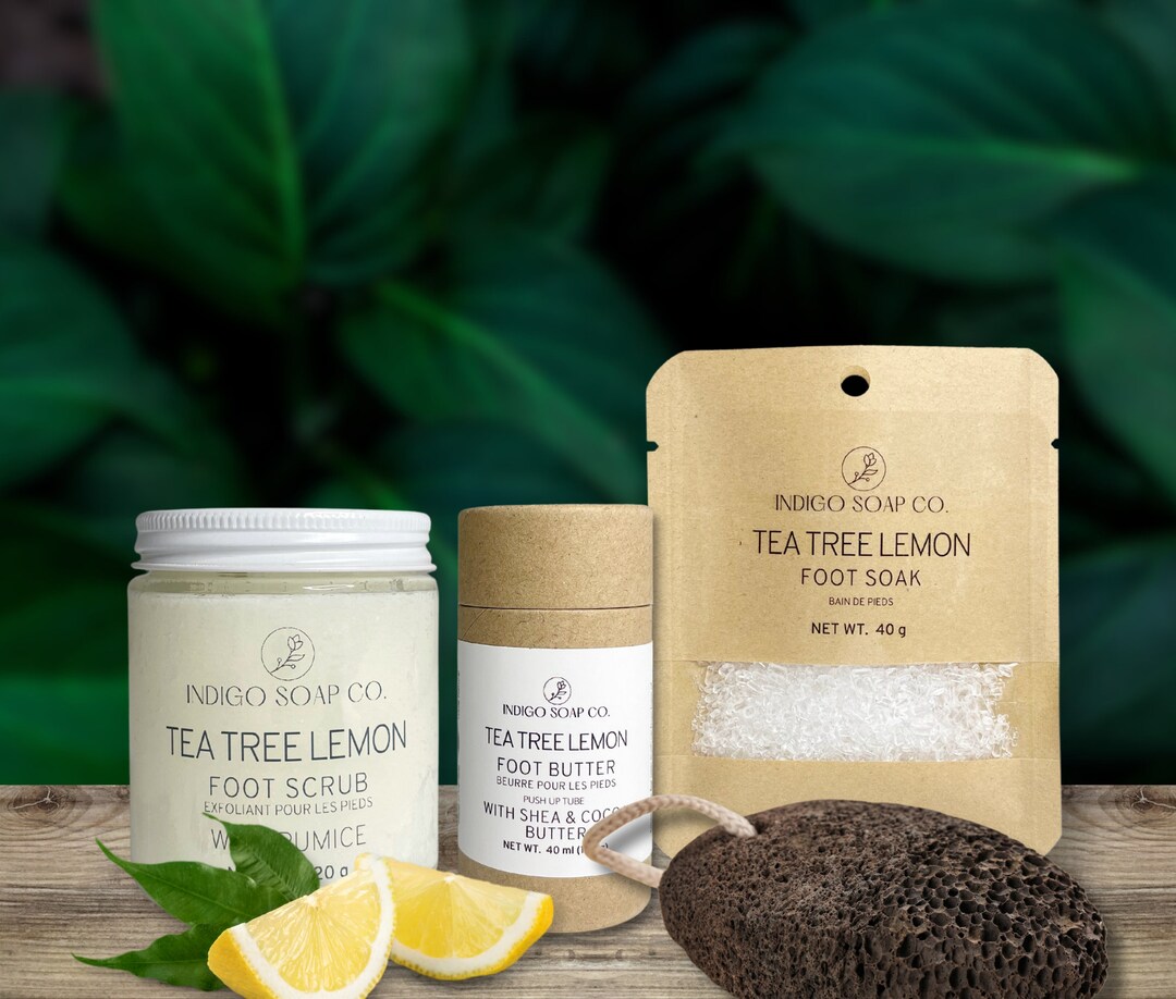Tea Tree Lemon Foot Care Set, Foot Soak, Foot Scrub, Foot Balm, Spa ...