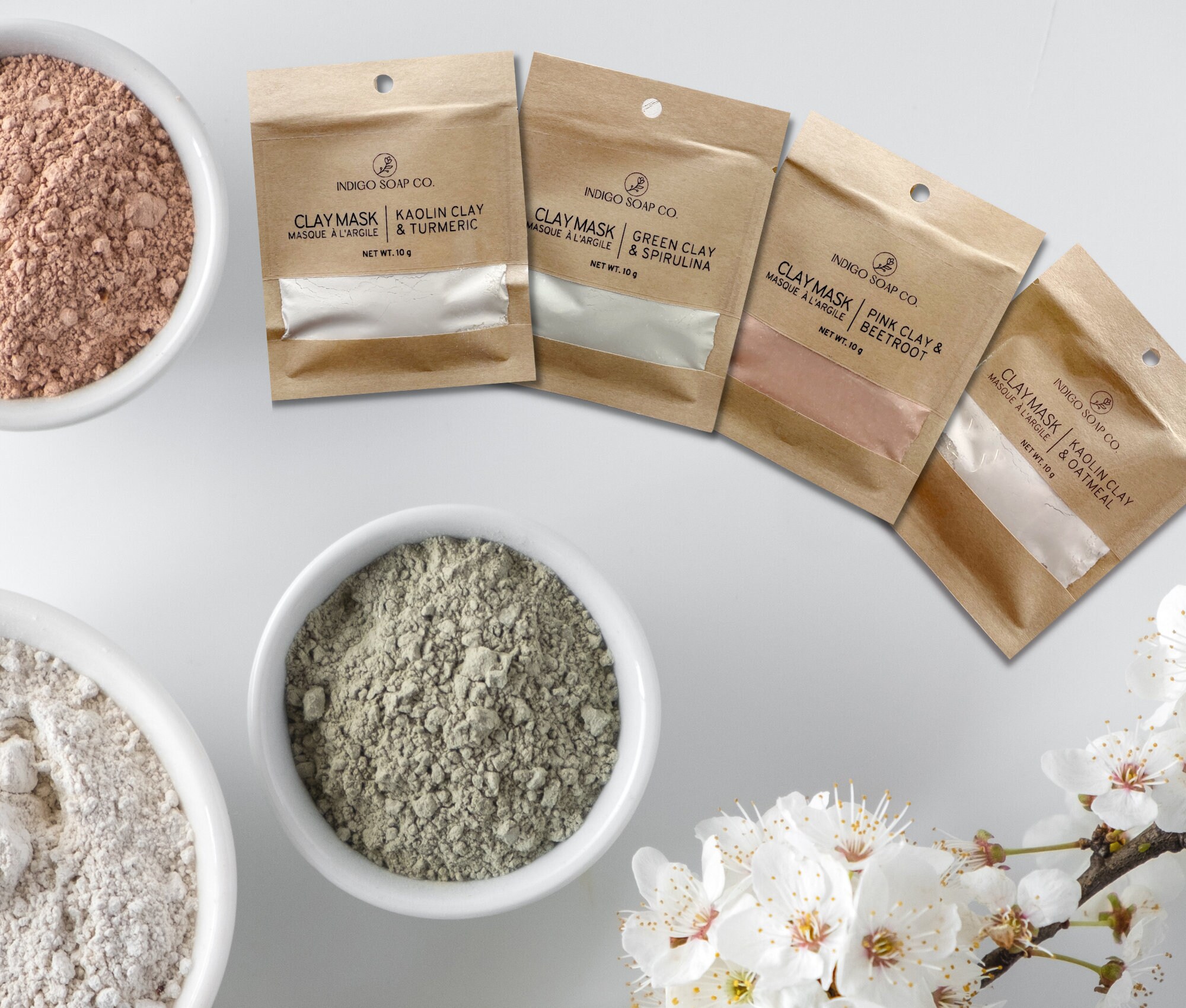 Natural Clay Face Mask, Pink Clay, Charcoal, Green Clay, Turmeric Mask ...