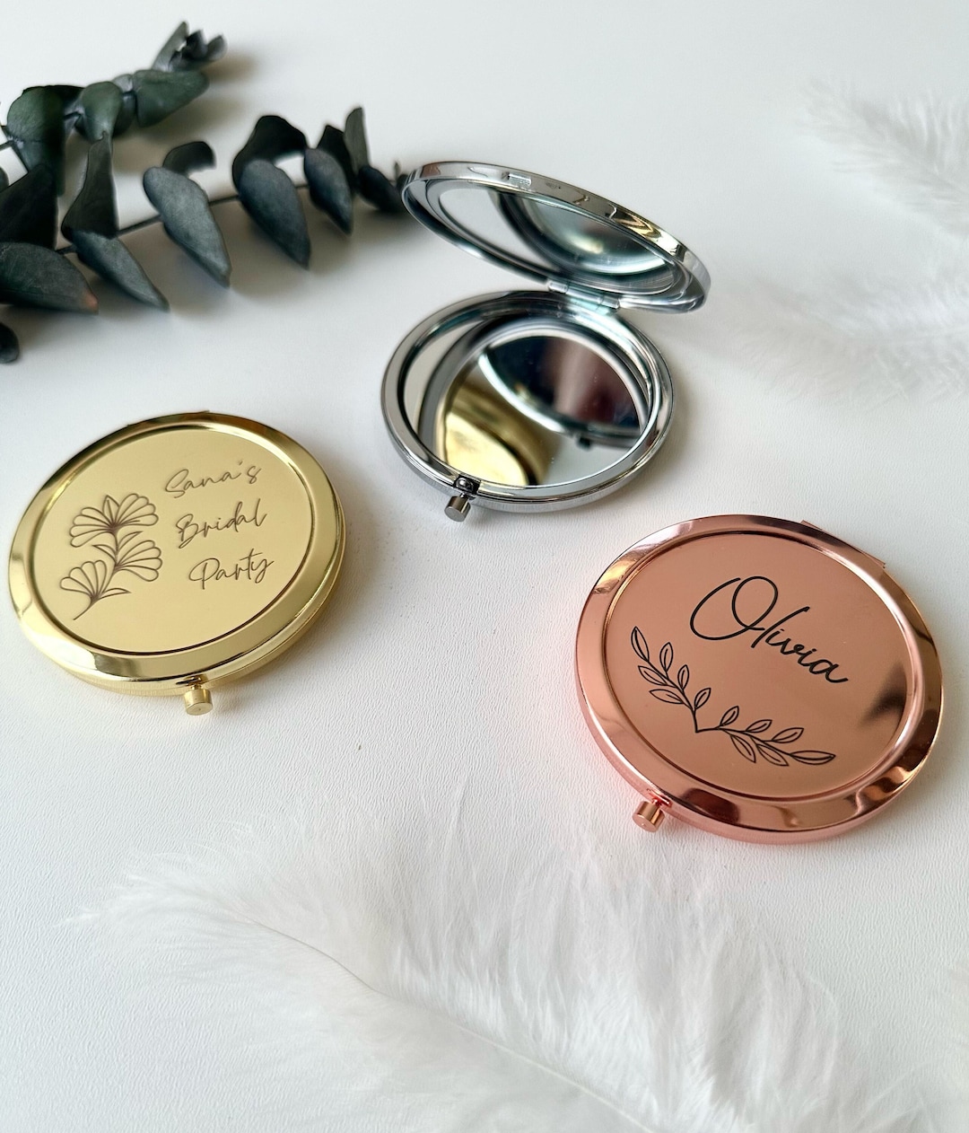 Personalized Compact Mirror, Wedding Favor for Guests, Customized ...