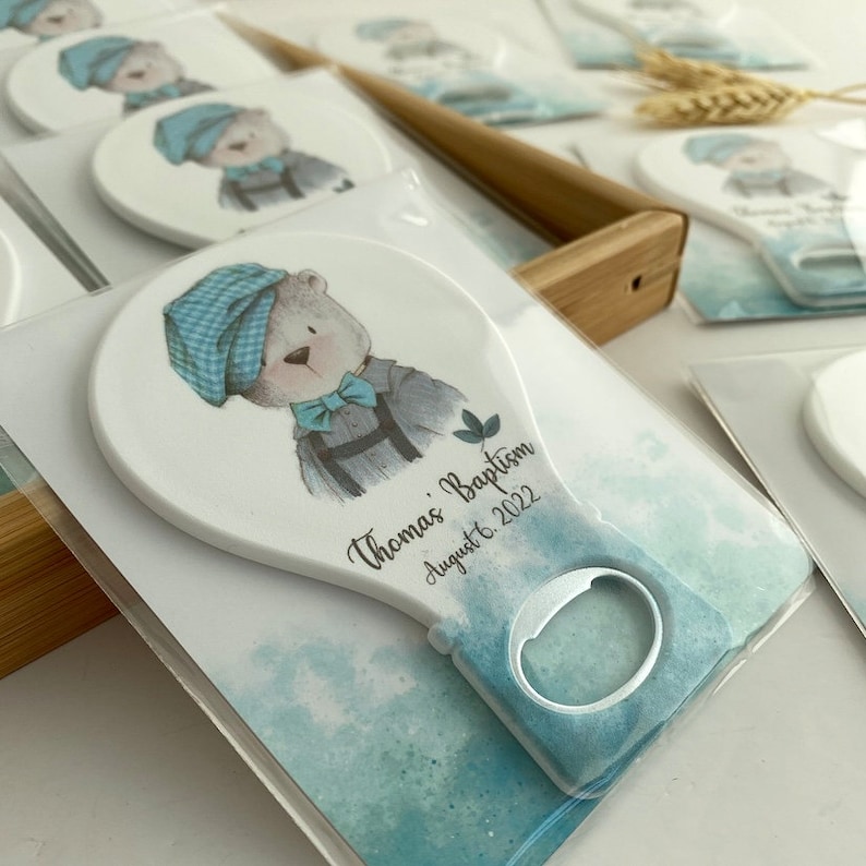 Customized Baby Shower Bottle Cap Opener, Birthday or Baptism Favors ...