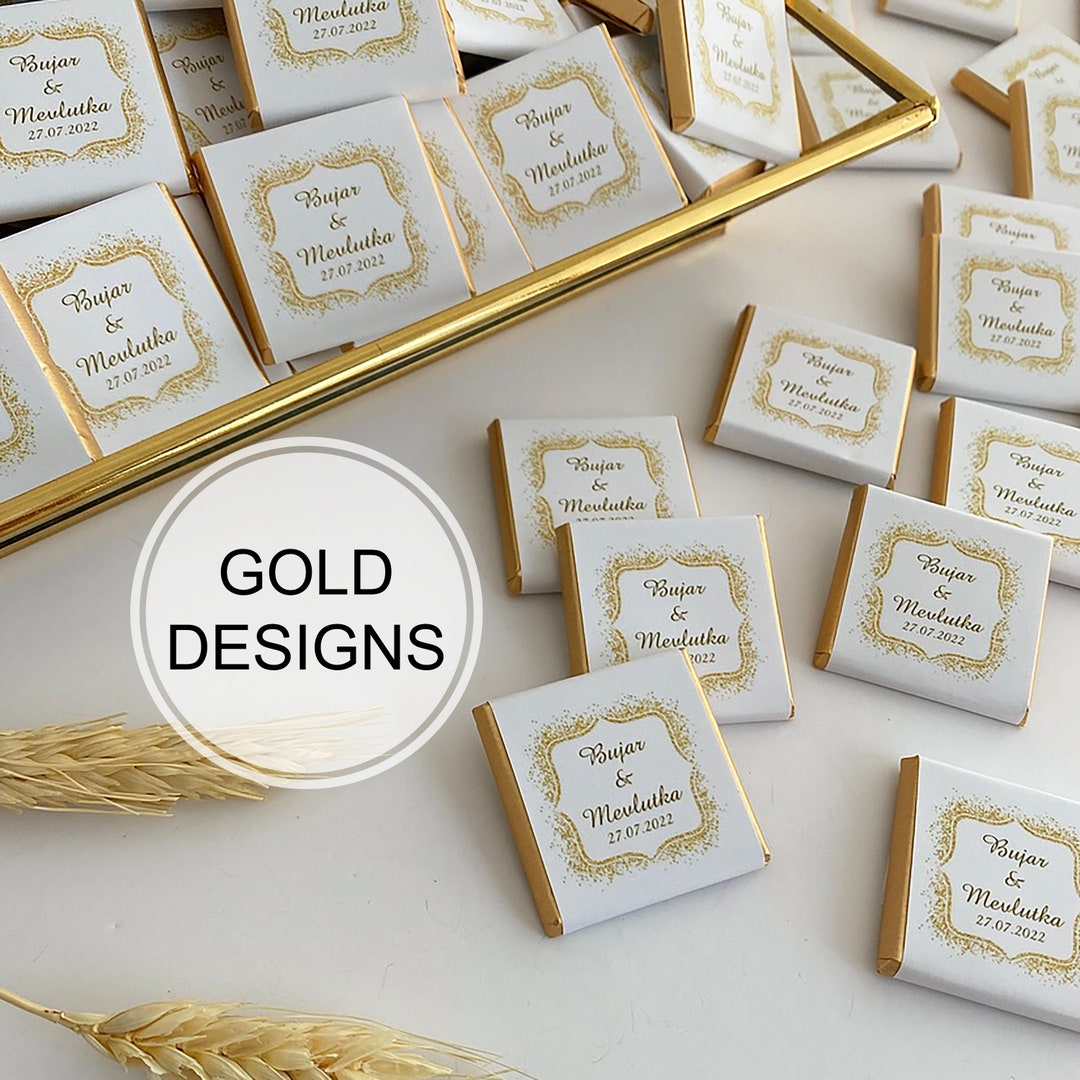 Wedding Chocolate, Wedding Favors, Engagement Favors Chocolate, Gold ...