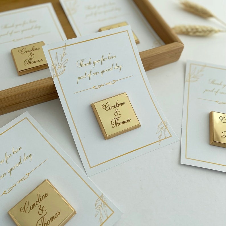 Chocolate for Guests With Thank You Card, Wedding Chocolate Treats ...