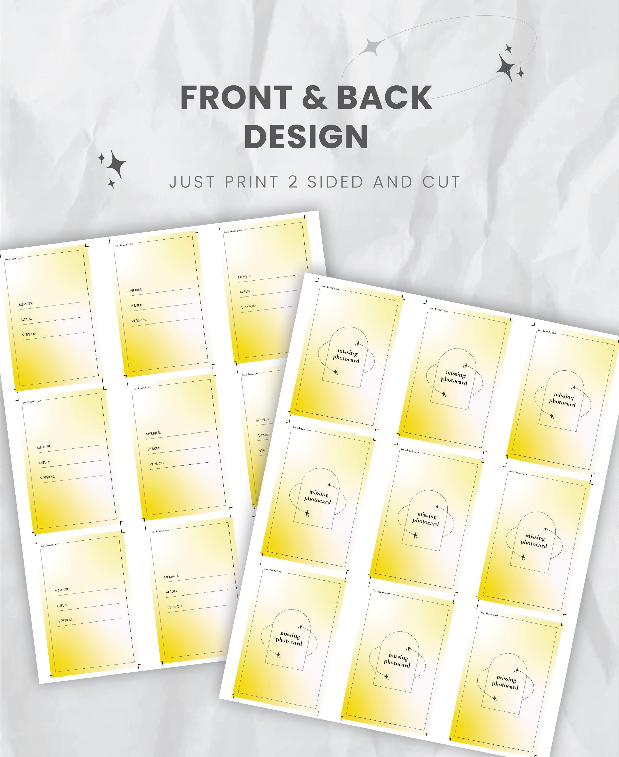 Kpop Yellow Photocard Placeholder | Binder Filler | Bias Pc | Kpop ...