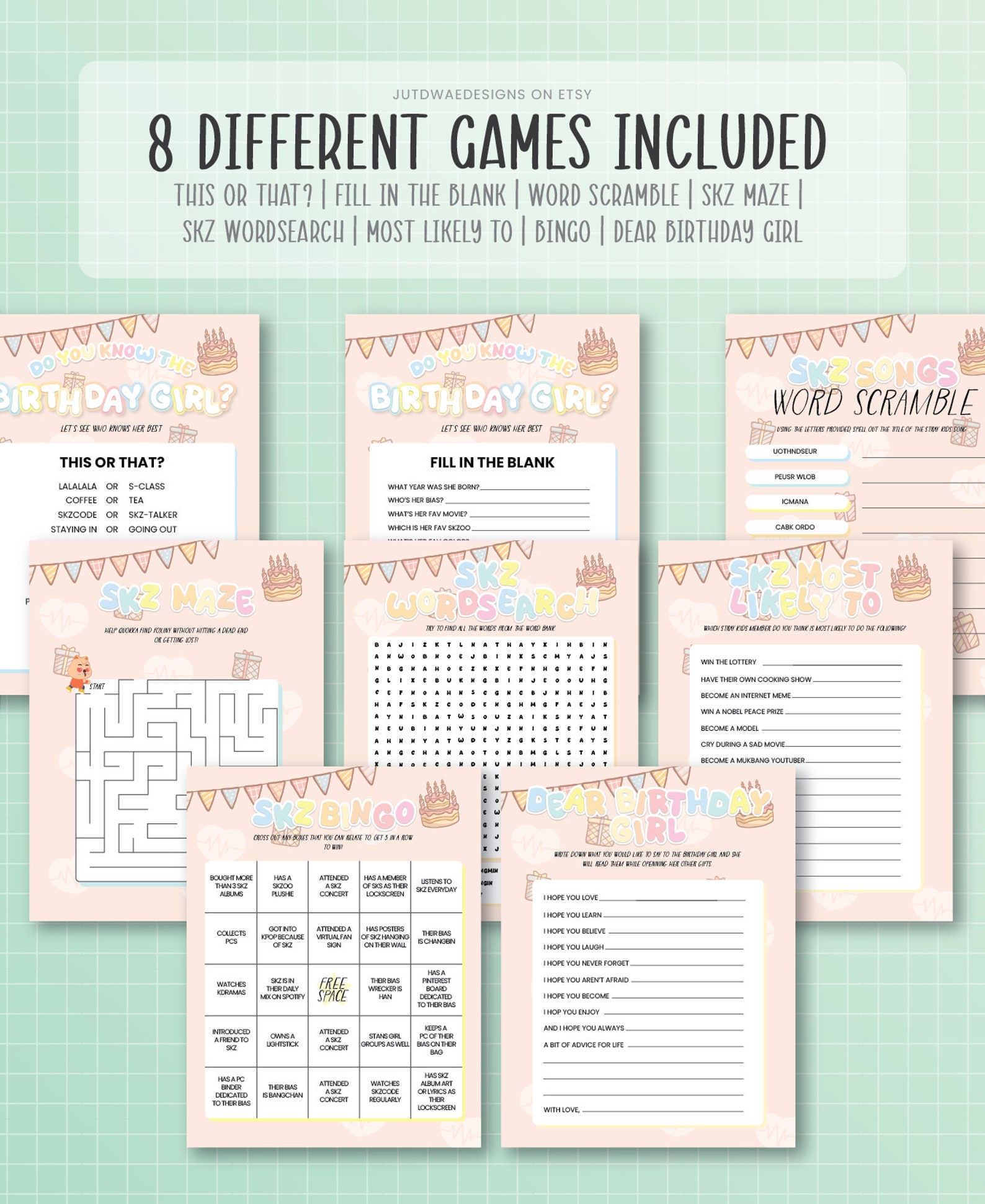 Stray Kids Birthday Party Games: SKZOO Theme (digital Download) - Etsy