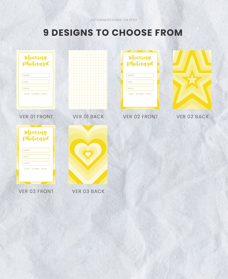 Kpop Yellow Photocard Placeholder | Binder Filler | Bias Pc | Kpop ...