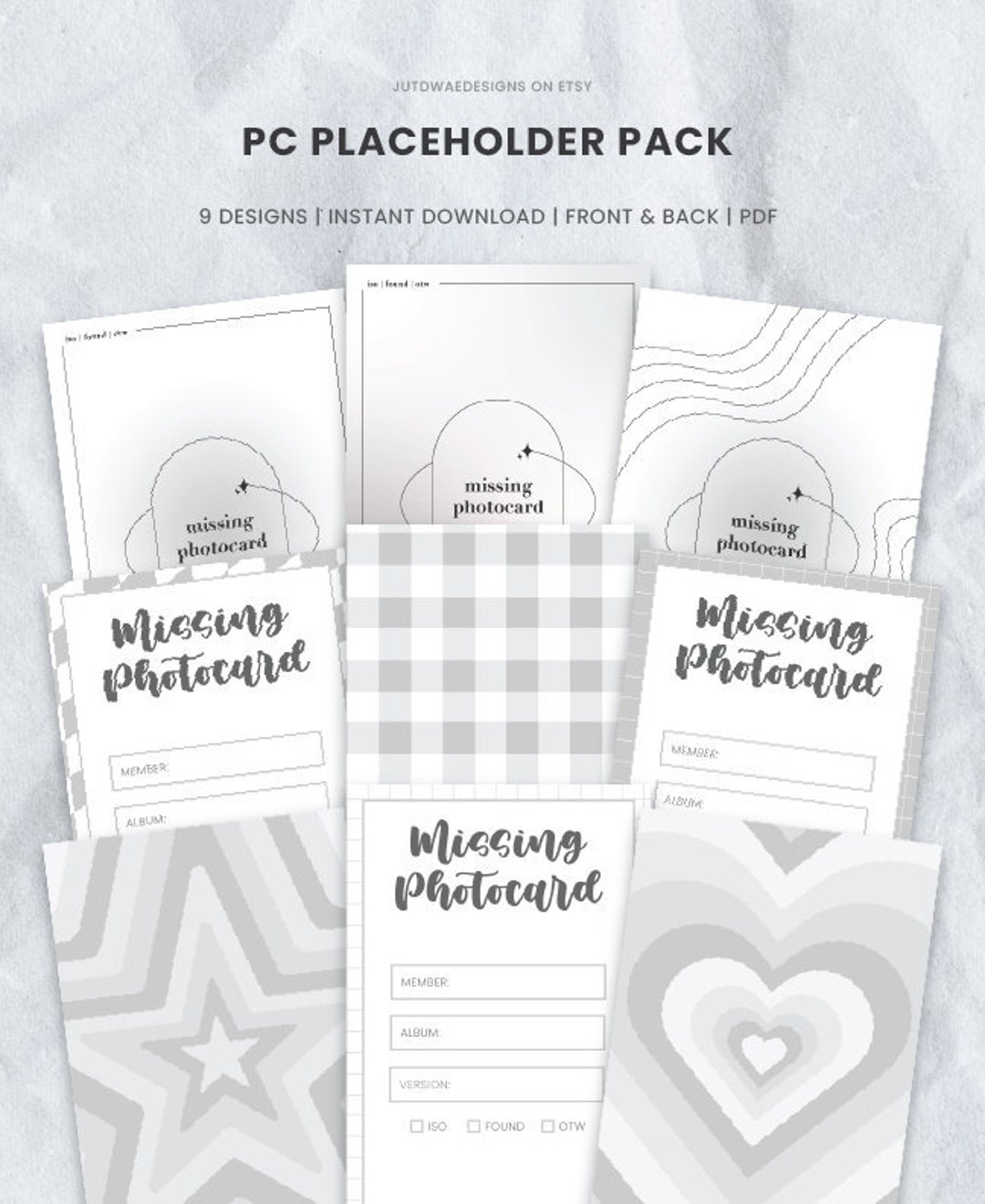 Gray Kpop Idol Photocard Collection Binder Placeholder - Perfect ...