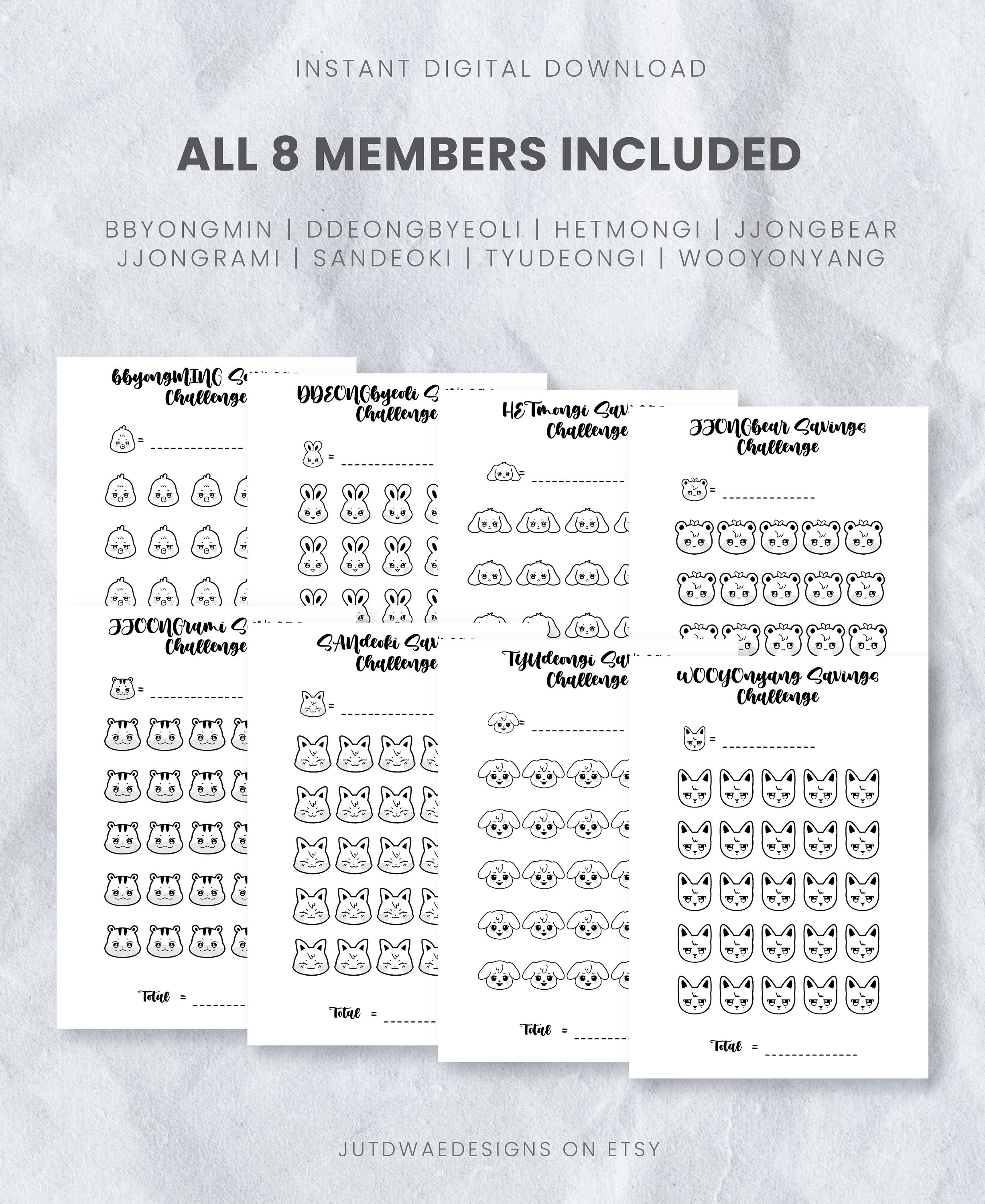 Ateez Aniteez Kpop Savings Challenge Printable (PDF) - Etsy
