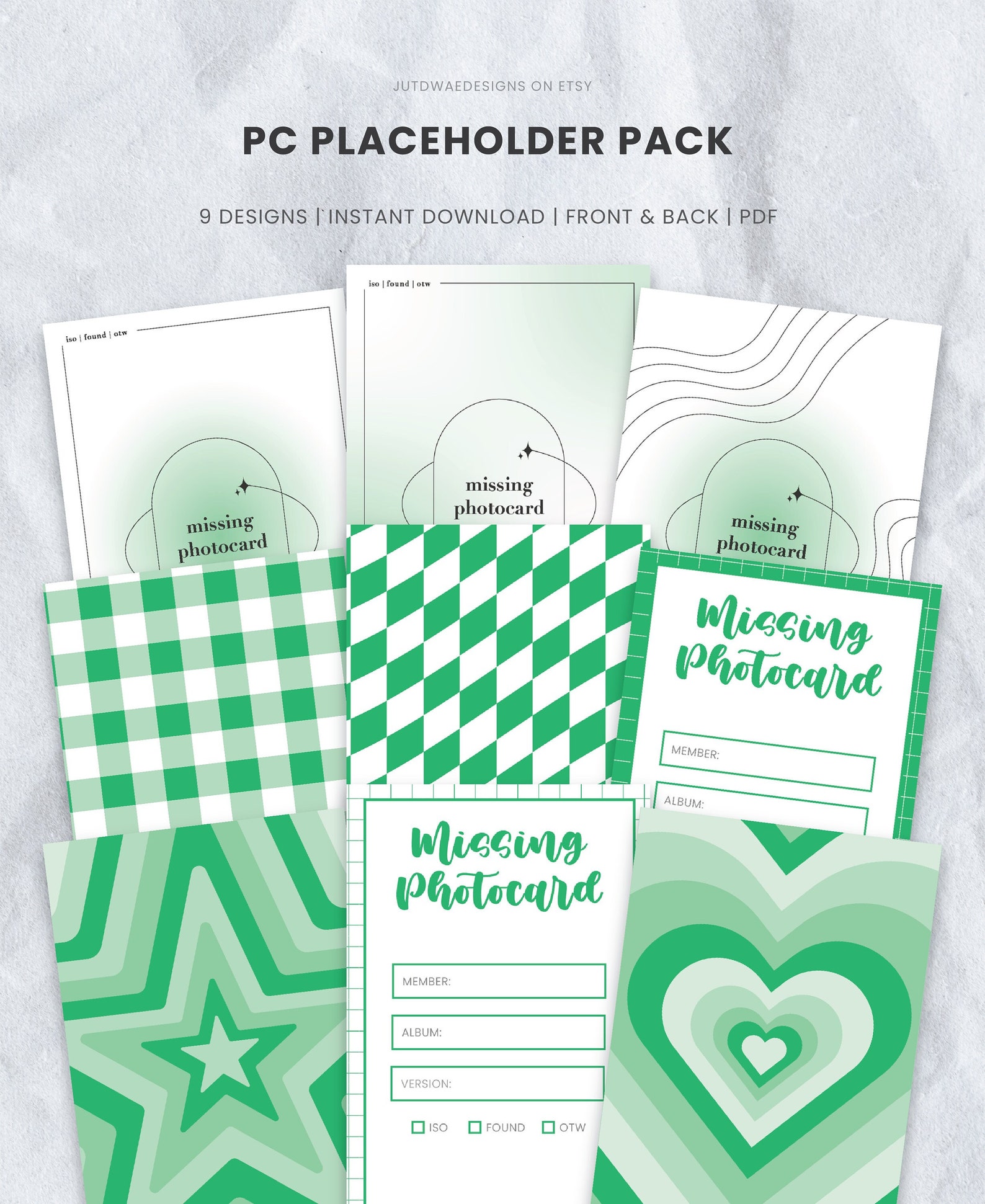 Kpop Green Photocard Placeholder | Binder Filler | Bias Pc | Kpop ...