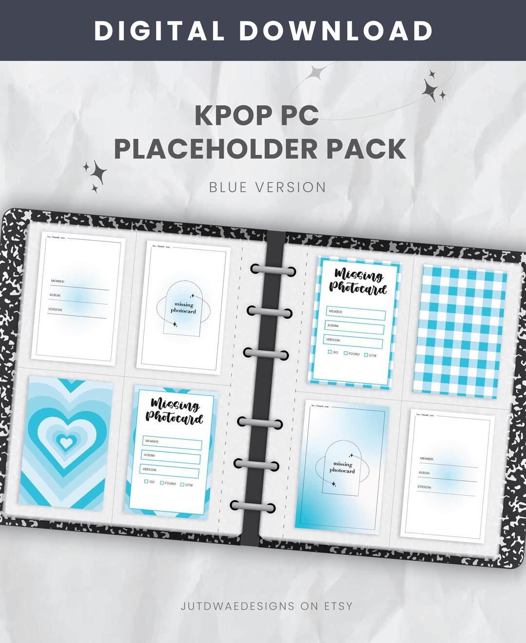 Blue Kpop Photocard Placeholder: Printable Binder Filler (PDF) - Etsy