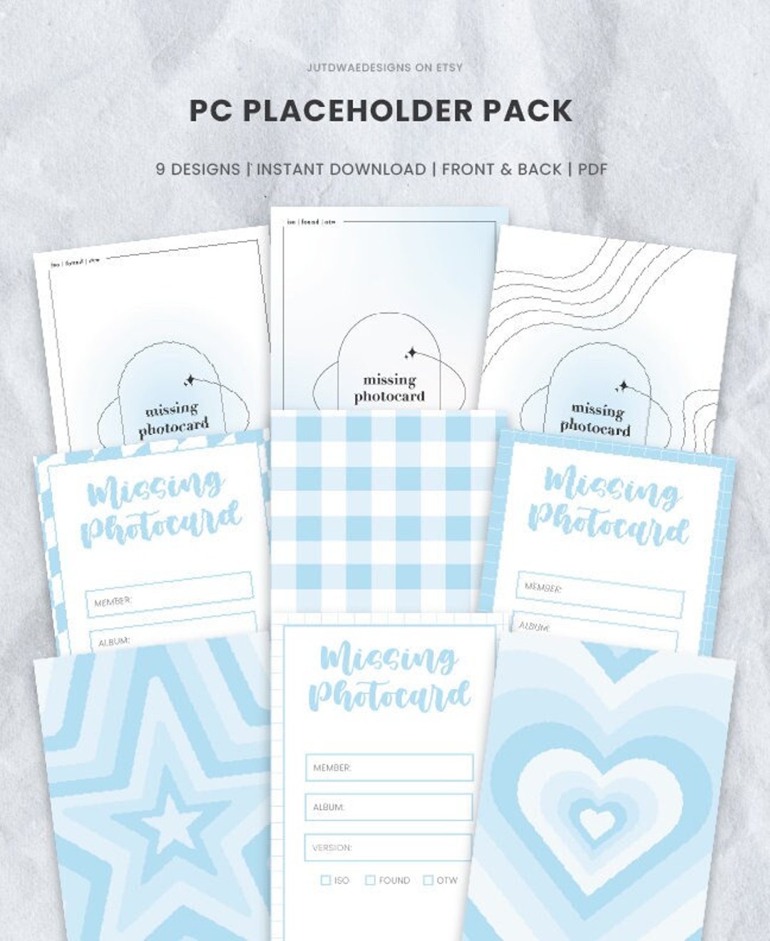 Adorable Baby Blue Photocard Placeholder | Binder Filler | Bias Pc ...