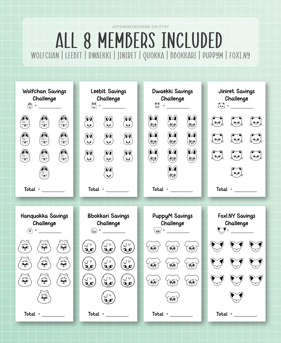 Stray Kids SKZOO Cash Envelope Savings Challenge Insert Printable ...