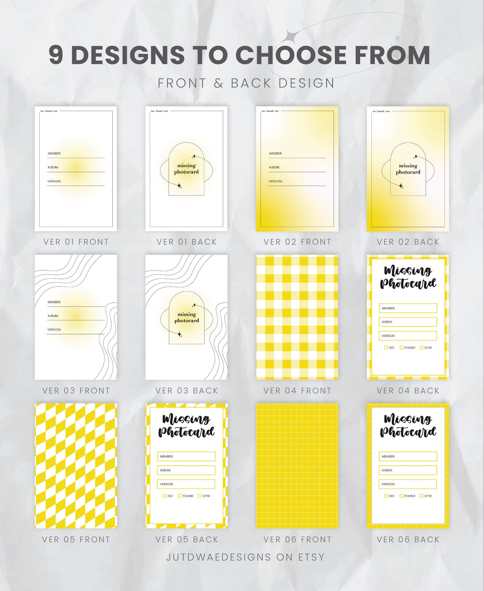 Kpop Yellow Photocard Placeholder | Binder Filler | Bias Pc | Kpop ...