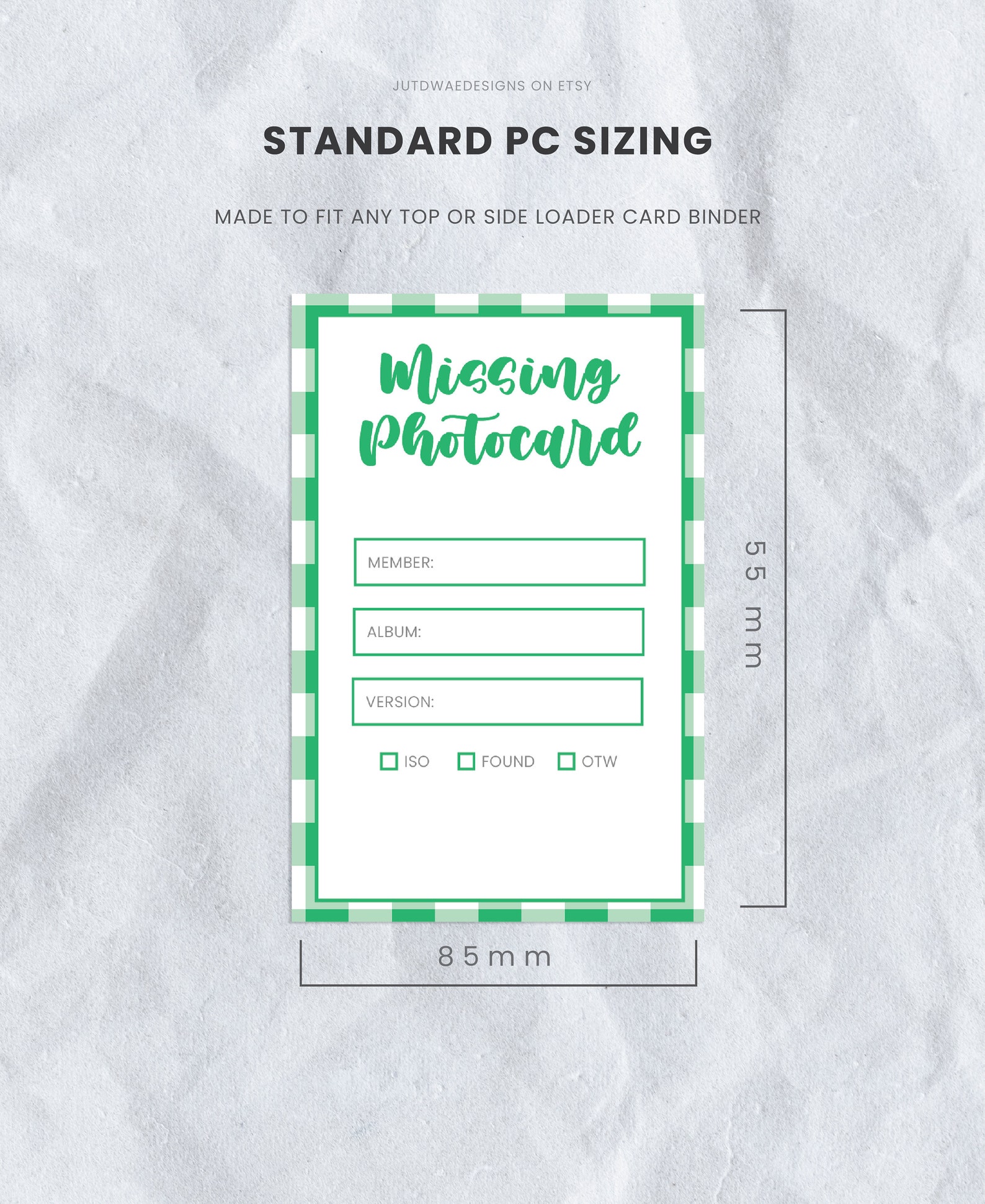 Kpop Green Photocard Placeholder | Binder Filler | Bias Pc | Kpop ...