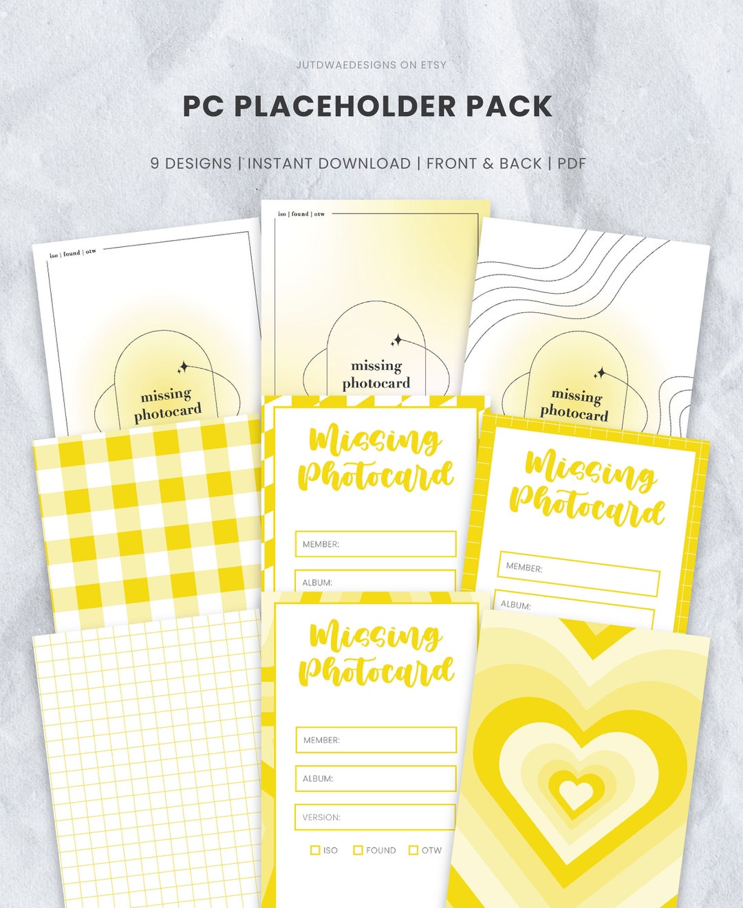Kpop Yellow Photocard Placeholder | Binder Filler | Bias Pc | Kpop ...