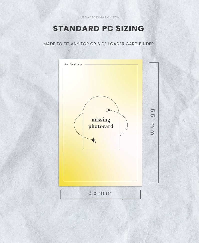 Kpop Yellow Photocard Placeholder | Binder Filler | Bias Pc | Kpop ...