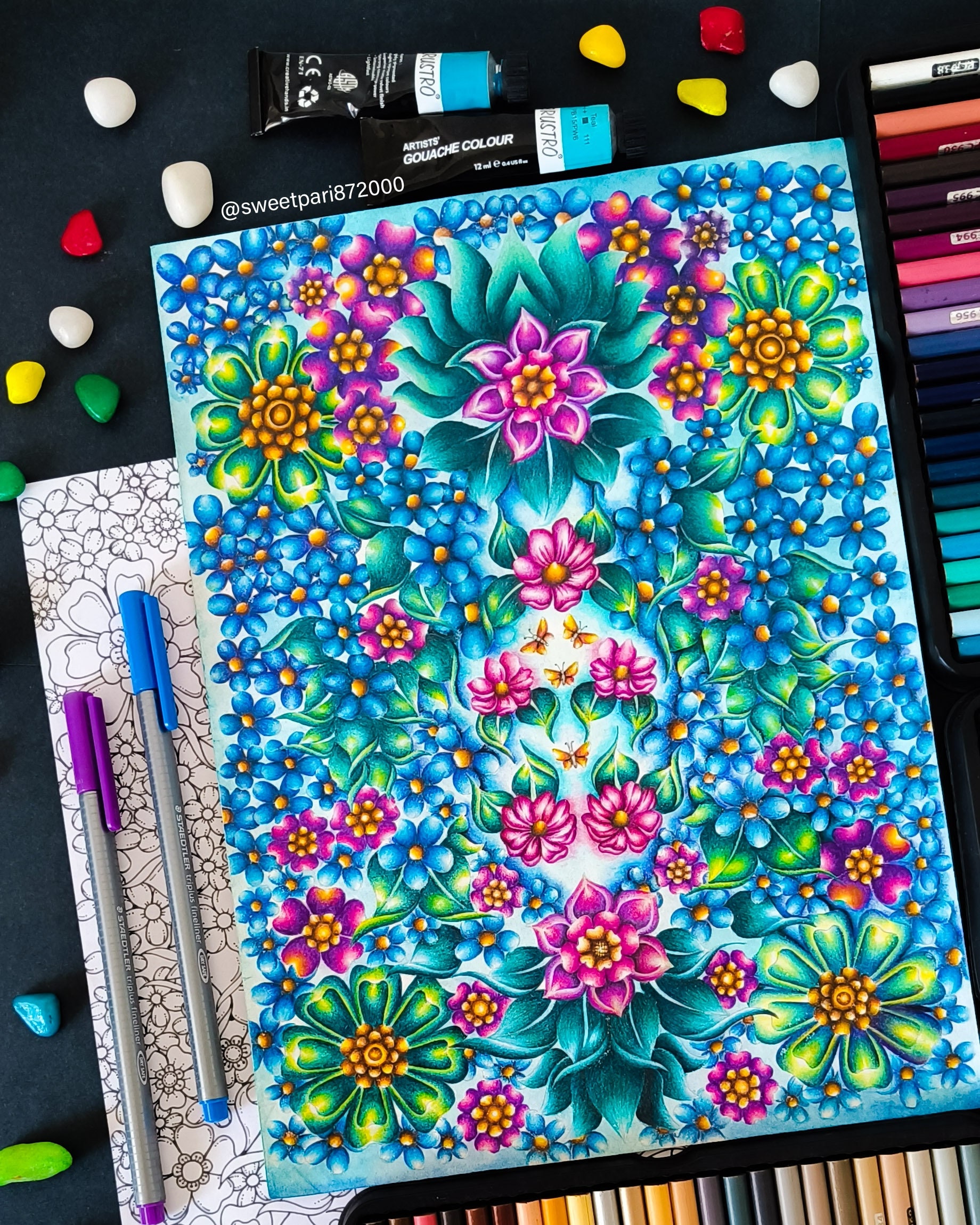 Floral Colouring Page | Set of 4 Types | | Full Page Illustration ...