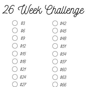 Minimalist 26 Week Savings Challenge - Etsy