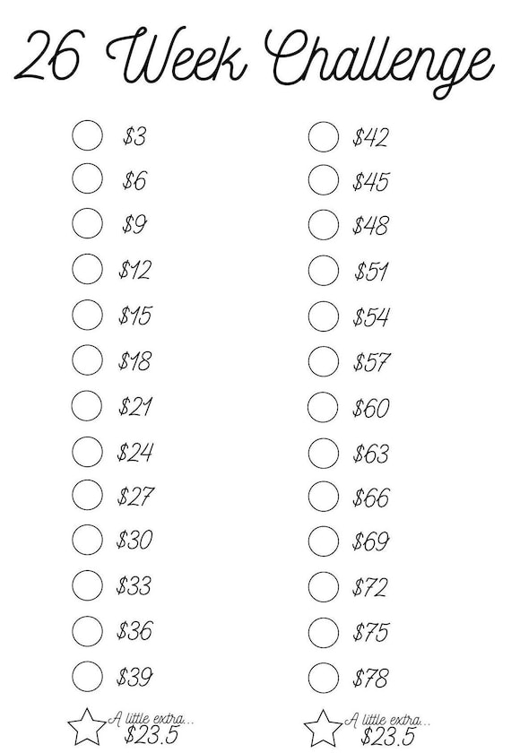 Minimalist 26 Week Savings Challenge | Etsy