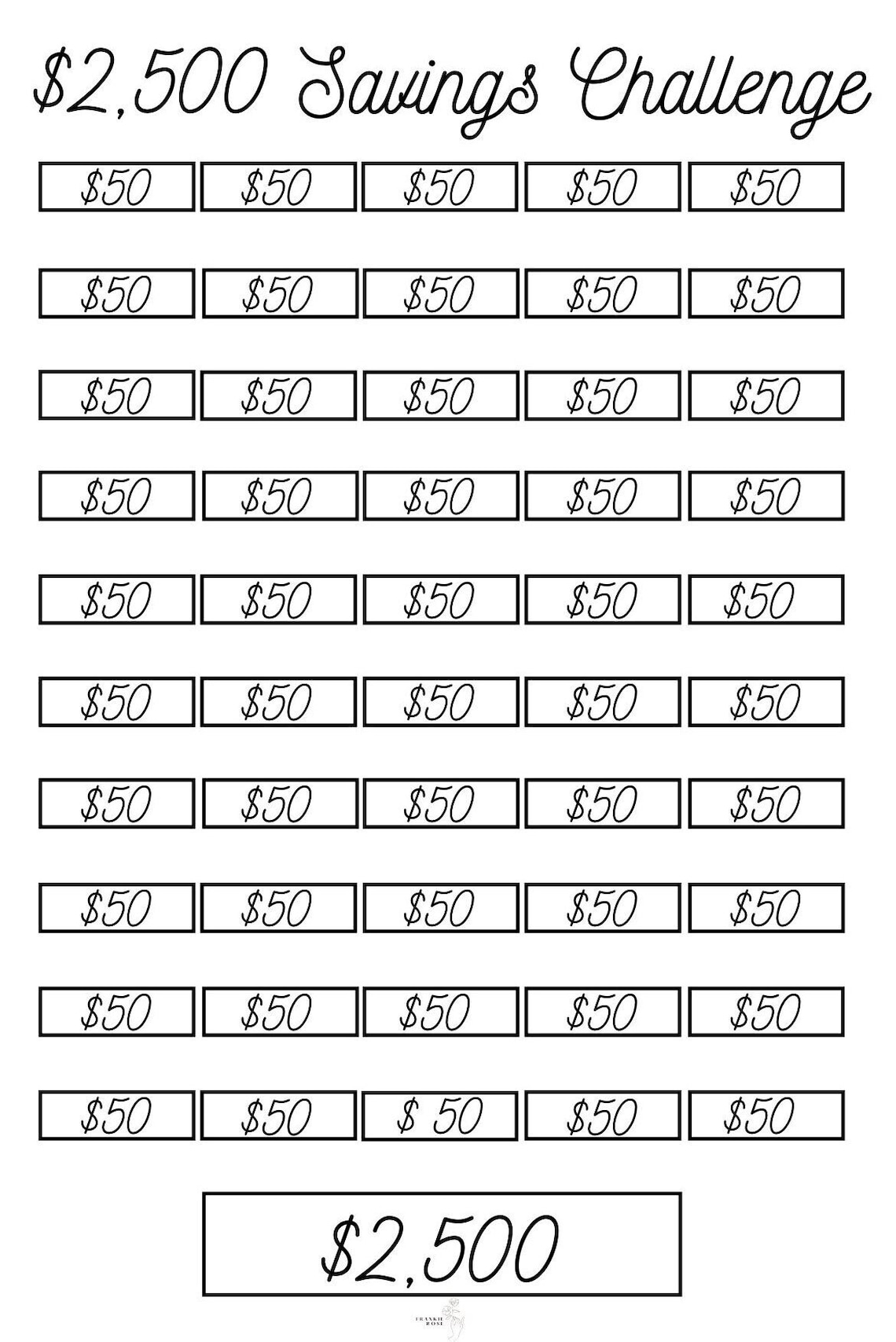 Minimalist 2500 Savings Challenge - Etsy