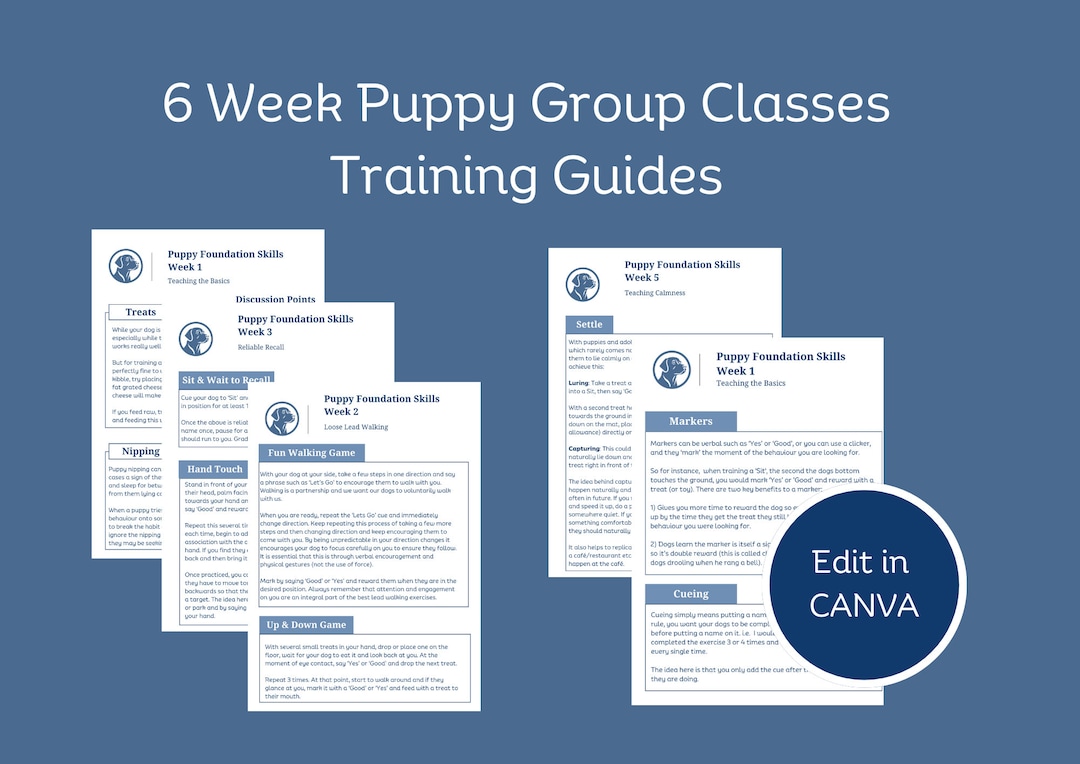 Dog Trainer Puppy Class Dog Printable Templates Handouts Exercises Pet ...