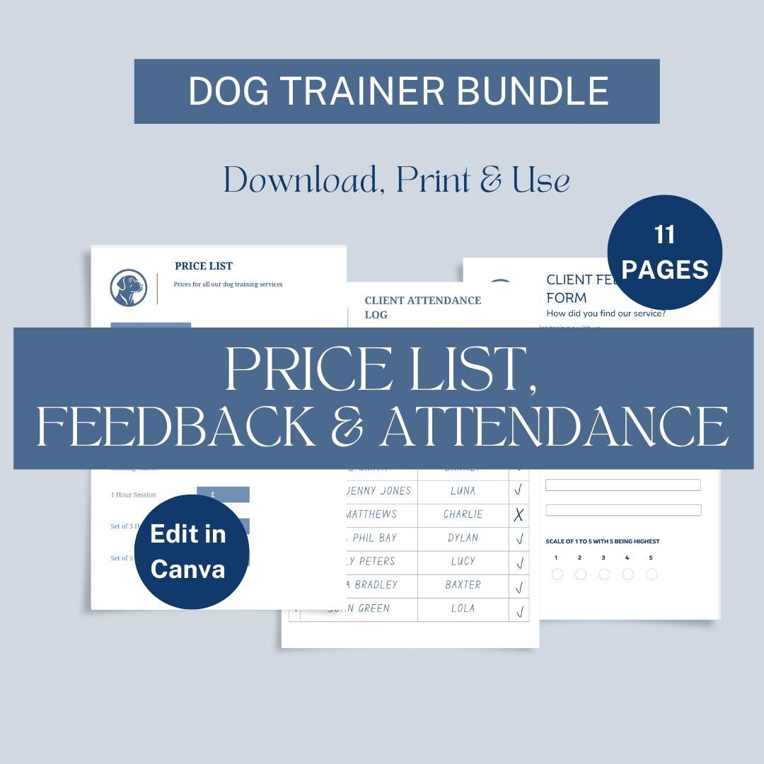 Dog Training Business Templates Dog Trainers Pet Business Form Client ...