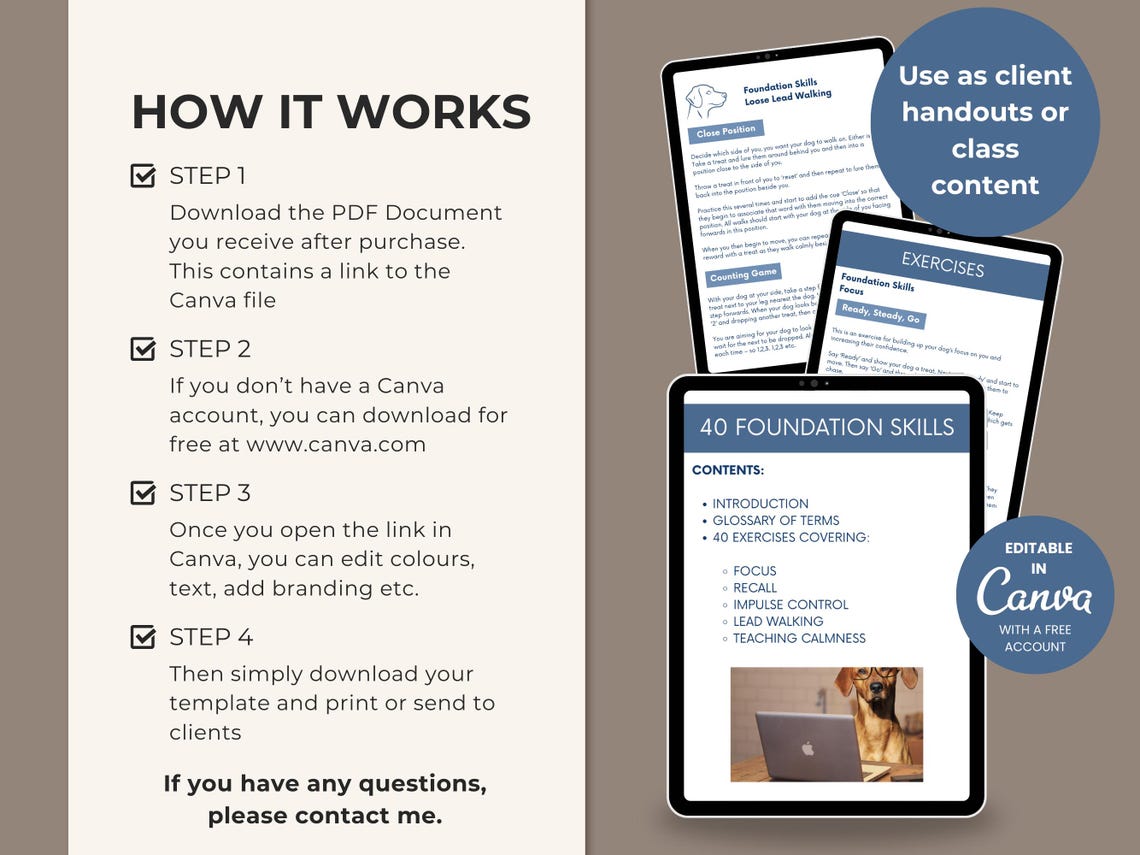 Dog Training Business Templates: Editable Canva Guides (digital ...