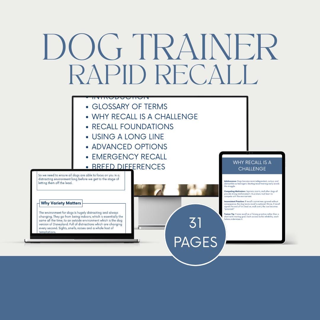 Dog Training Business Printable Templates Recall Guide Dog Trainer ...
