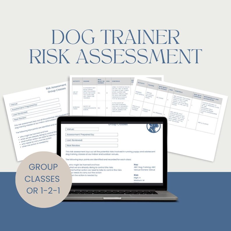 Dog Training Business Risk Assessment Template: Editable Canva Form ...