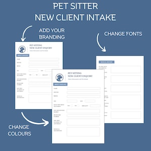 Pet Sitter Form Business Forms New Dog Cat Sitting Client Intake Form ...