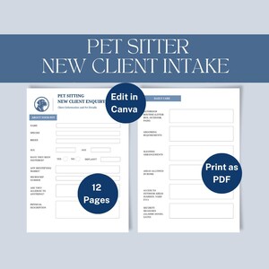 Pet Sitter Form Business Forms New Dog Cat Sitting Client Intake Form Pet Sitting Business Forms ...