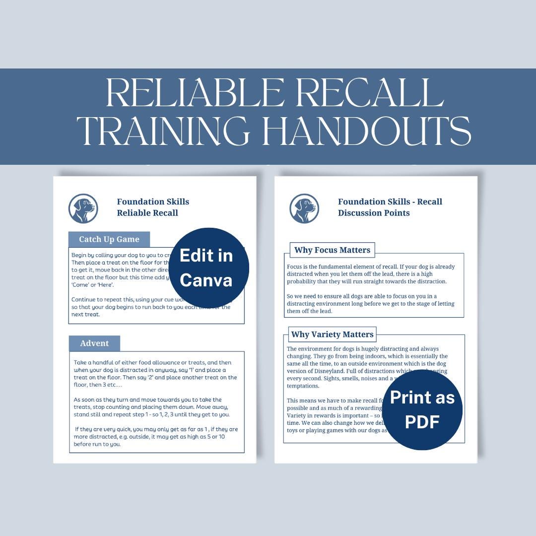 Dog Training Templates Recall Guide Dog Training Behavior Guide to a ...