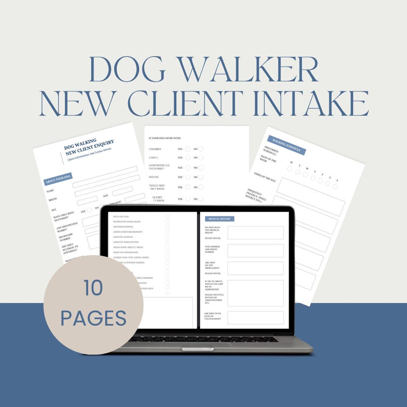 Dog Walker Client Intake Form Template: Editable Canva Forms (digital ...
