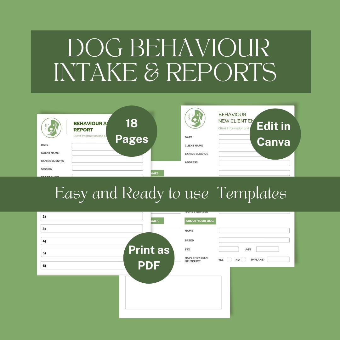 Dog Trainers Templates Client Dog Trainer Forms Business Templates ...