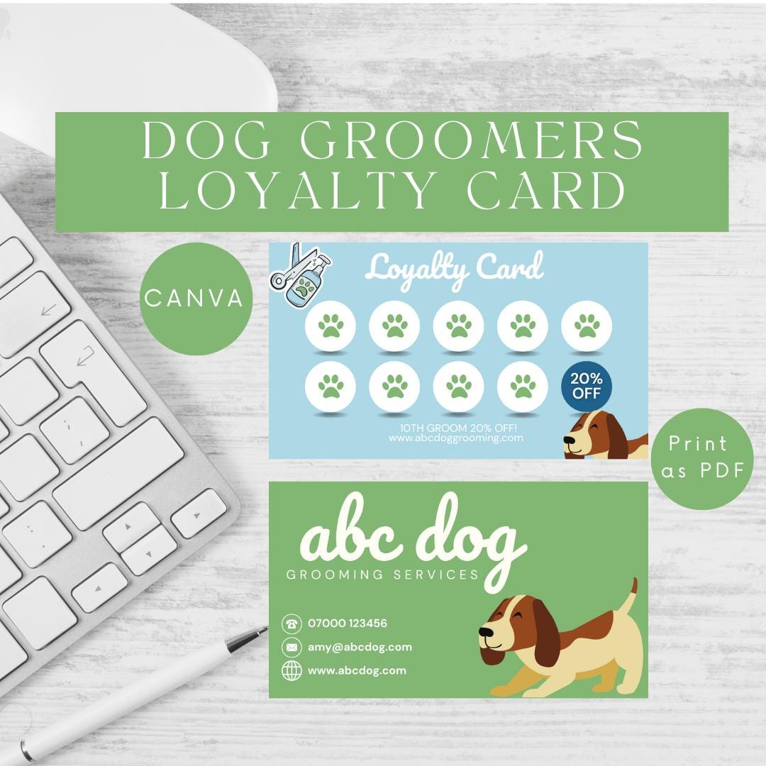 Dog Groomers Loyalty Card Grooming Template for Business Card for Dog ...