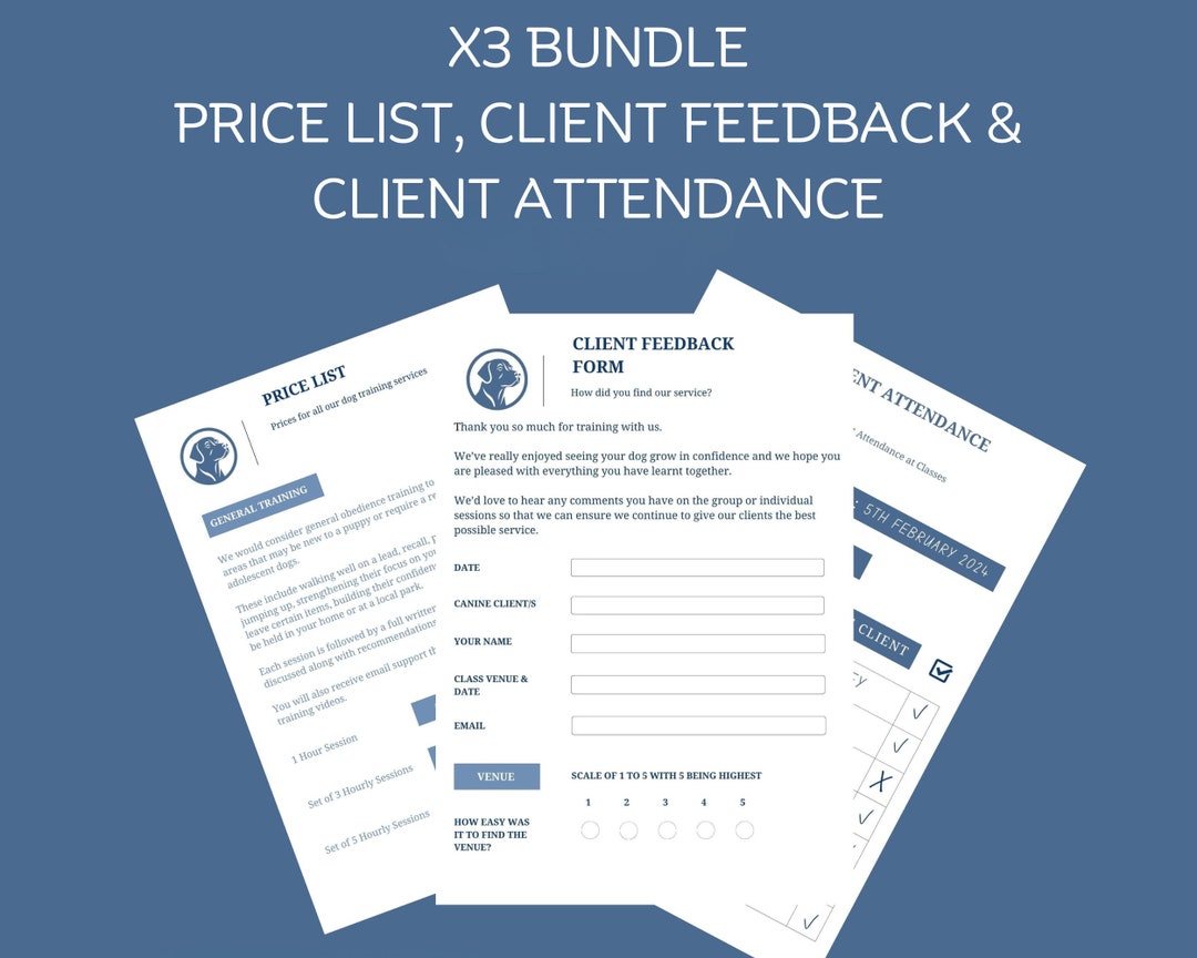 Dog Trainer Business Canva Templates Dog Training Pet Business Forms ...