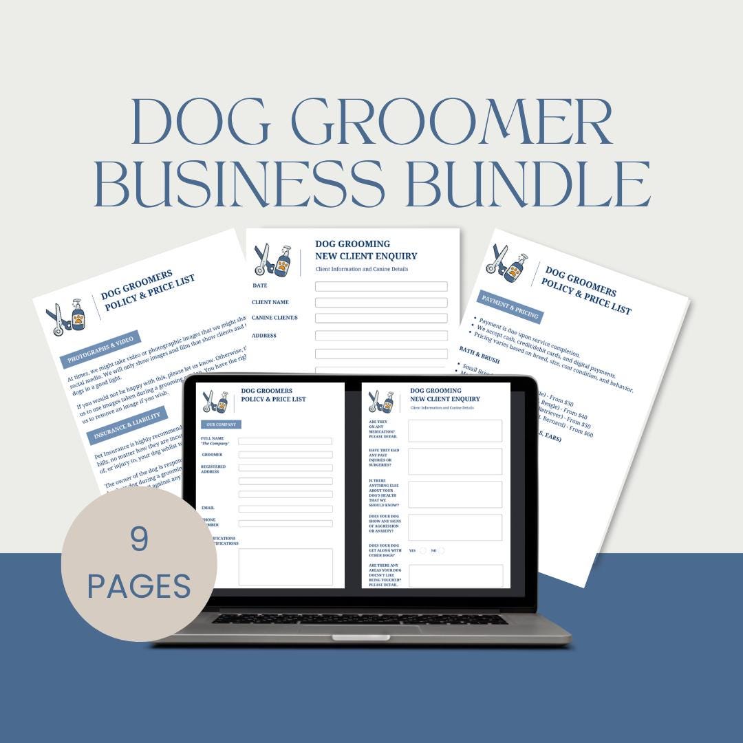 Dog Grooming Client Intake Form Template: Business Contract & Price ...