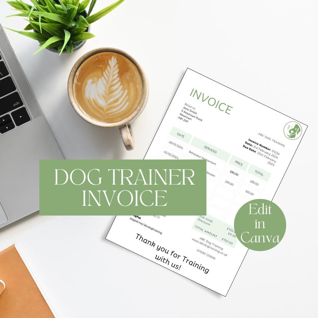 Invoice Template Dog Training Invoice Pet Business Template Invoicing ...