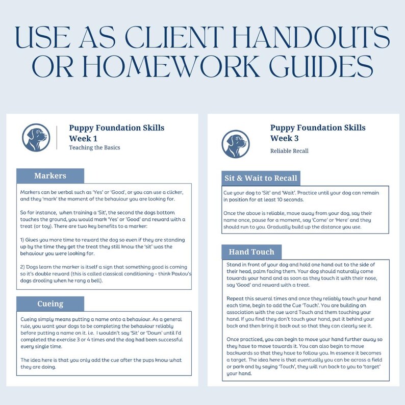 Dog Training Business Templates: Puppy Behavior Class Handouts (canva ...