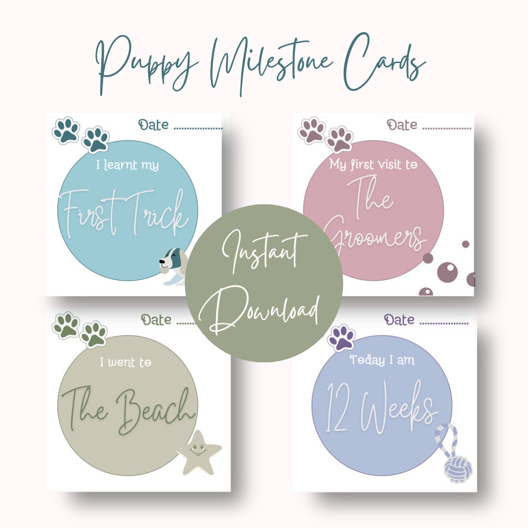 Puppy Milestone Cards for New Puppy Mark Their Progression Ages and ...