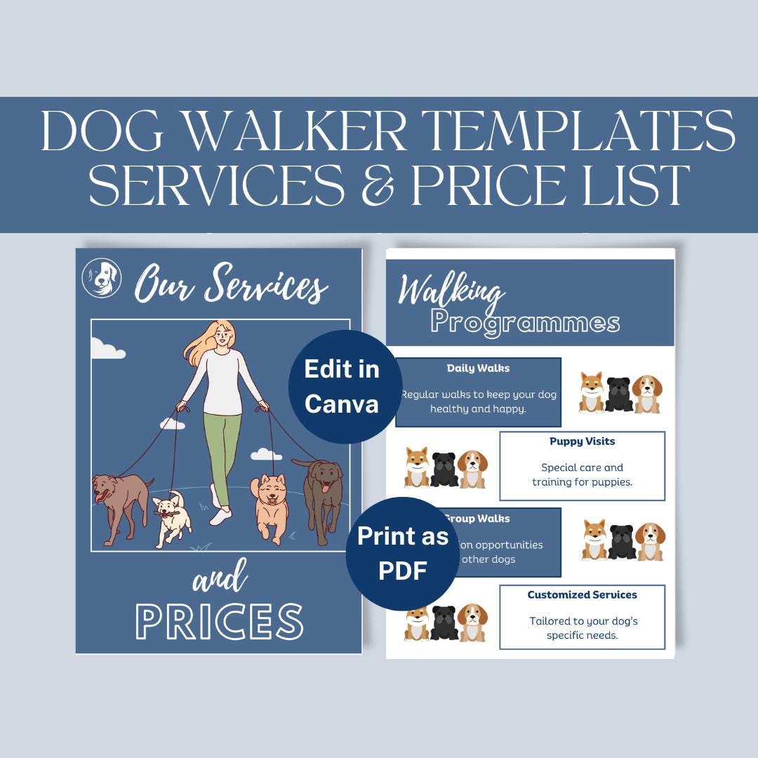 Dog Walkers Pet Business Templates Prices & Services Download Forms Pet ...