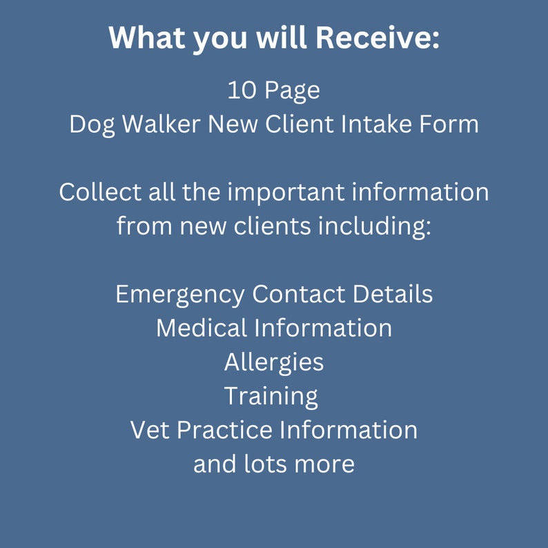 Dog Walker Client Intake Form Template: Editable Canva Forms (digital ...