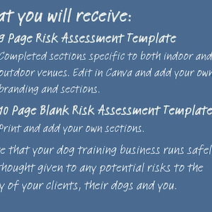 Dog Training Business Risk Assessment Templates Group Class Business ...