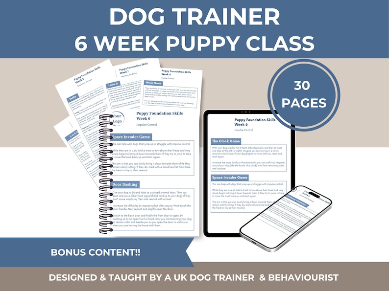 Dog Training Business Templates: Puppy Behavior Class Handouts (canva ...