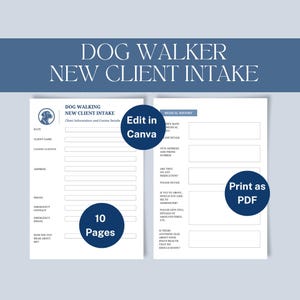 Dog Walkers Business Digital Templates Pet Business Dog New Client ...