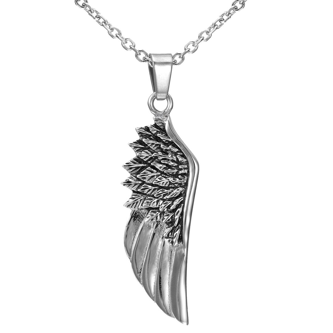 Stainless Steel Angel Wing Pendant With 21 Inches Chain, Silver Men ...