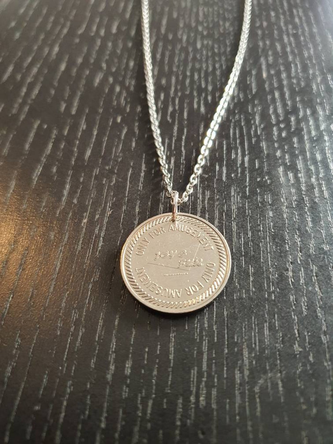 Necklace Token 70 Cm "for Amusement Only" Silver Color Upcycling - Etsy