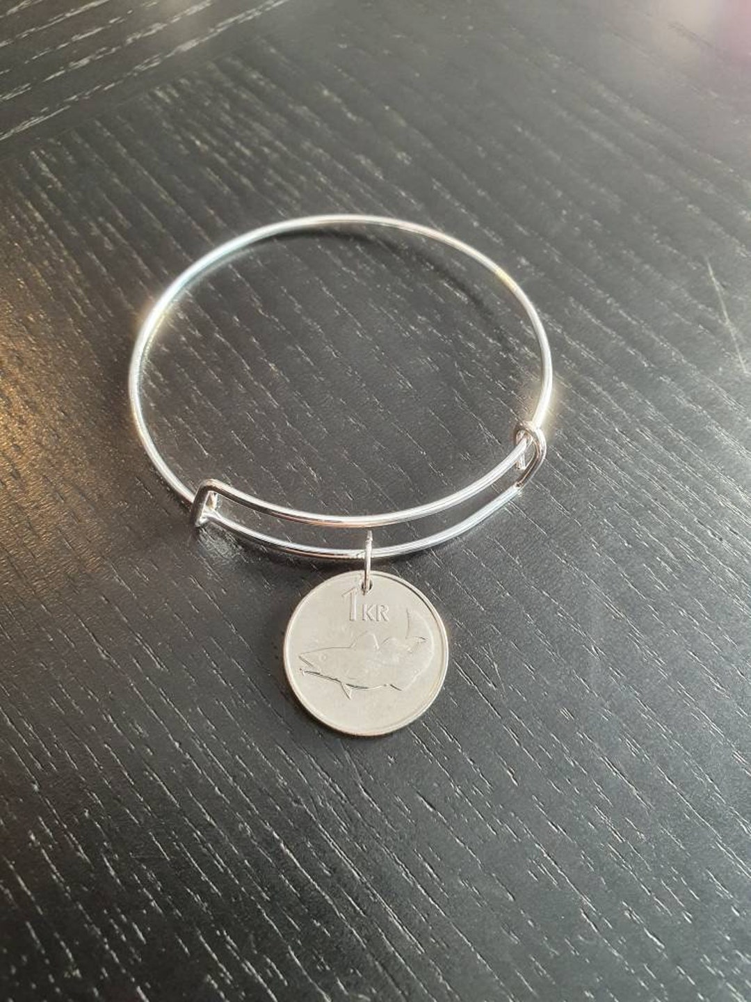 Bangle Coin Iceland 1 Krone Fish Pendant - Etsy